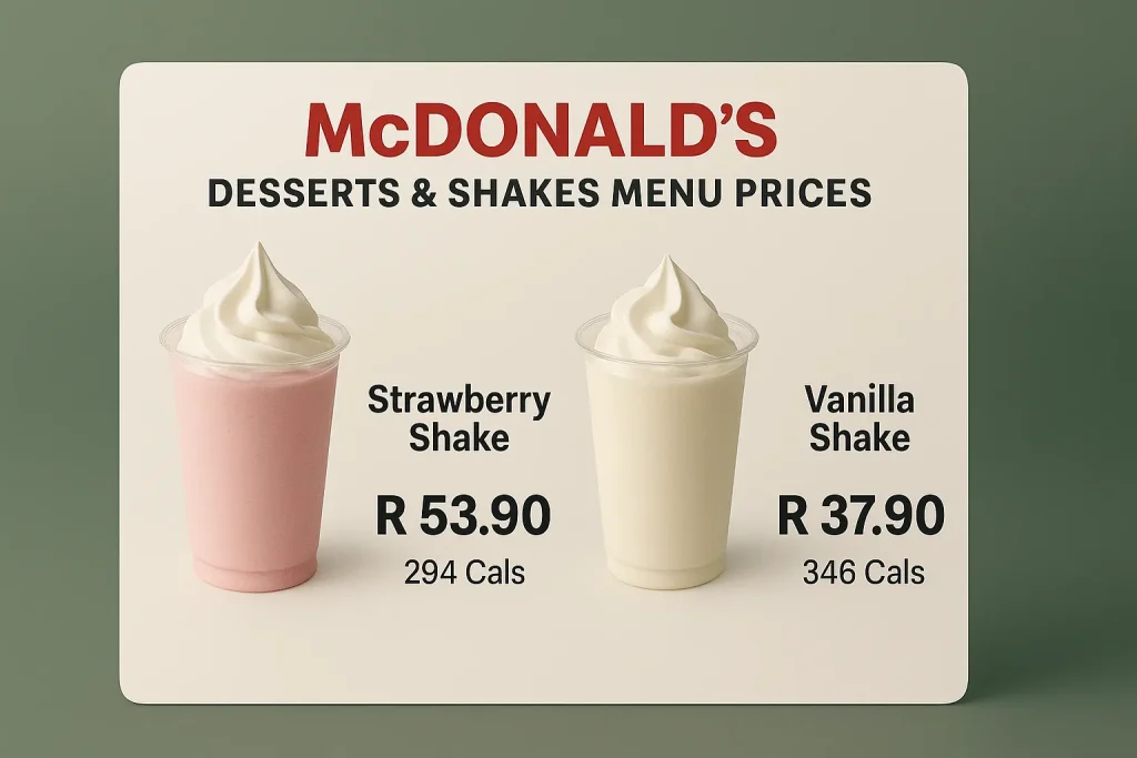 McDonald’s Desserts & Shakes Menu Prices South Africa